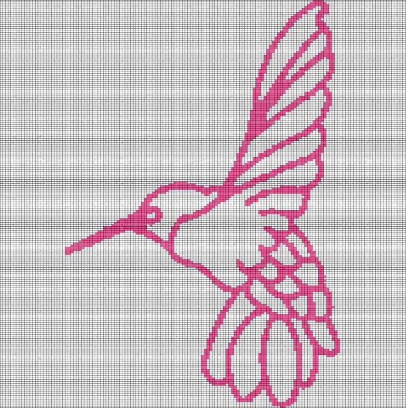 Pink Hummingbird Crochet Afghan Pattern Graph | Etsy