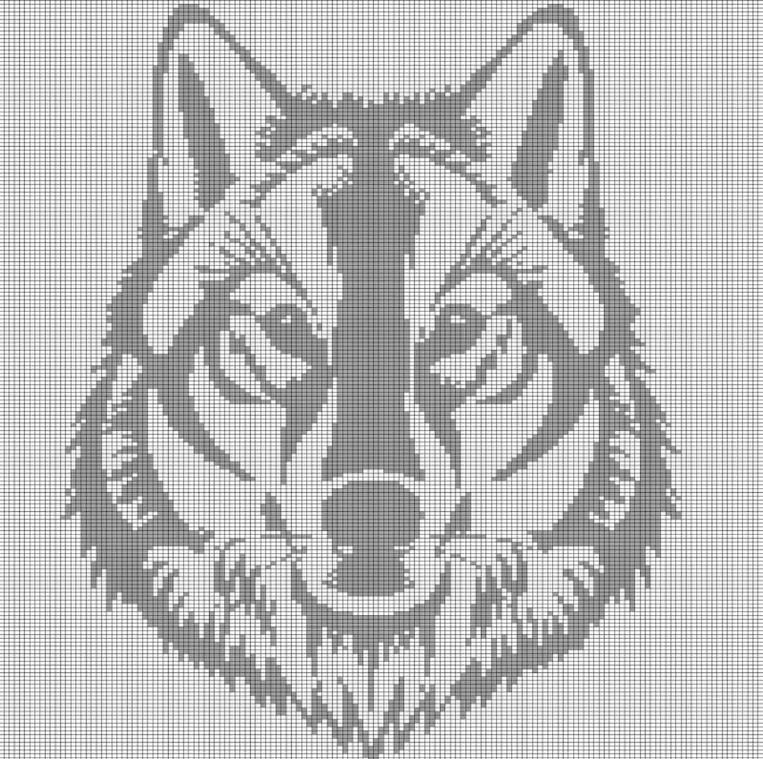 Gray Wolf Head Crochet Afghan Pattern Graph - Etsy
