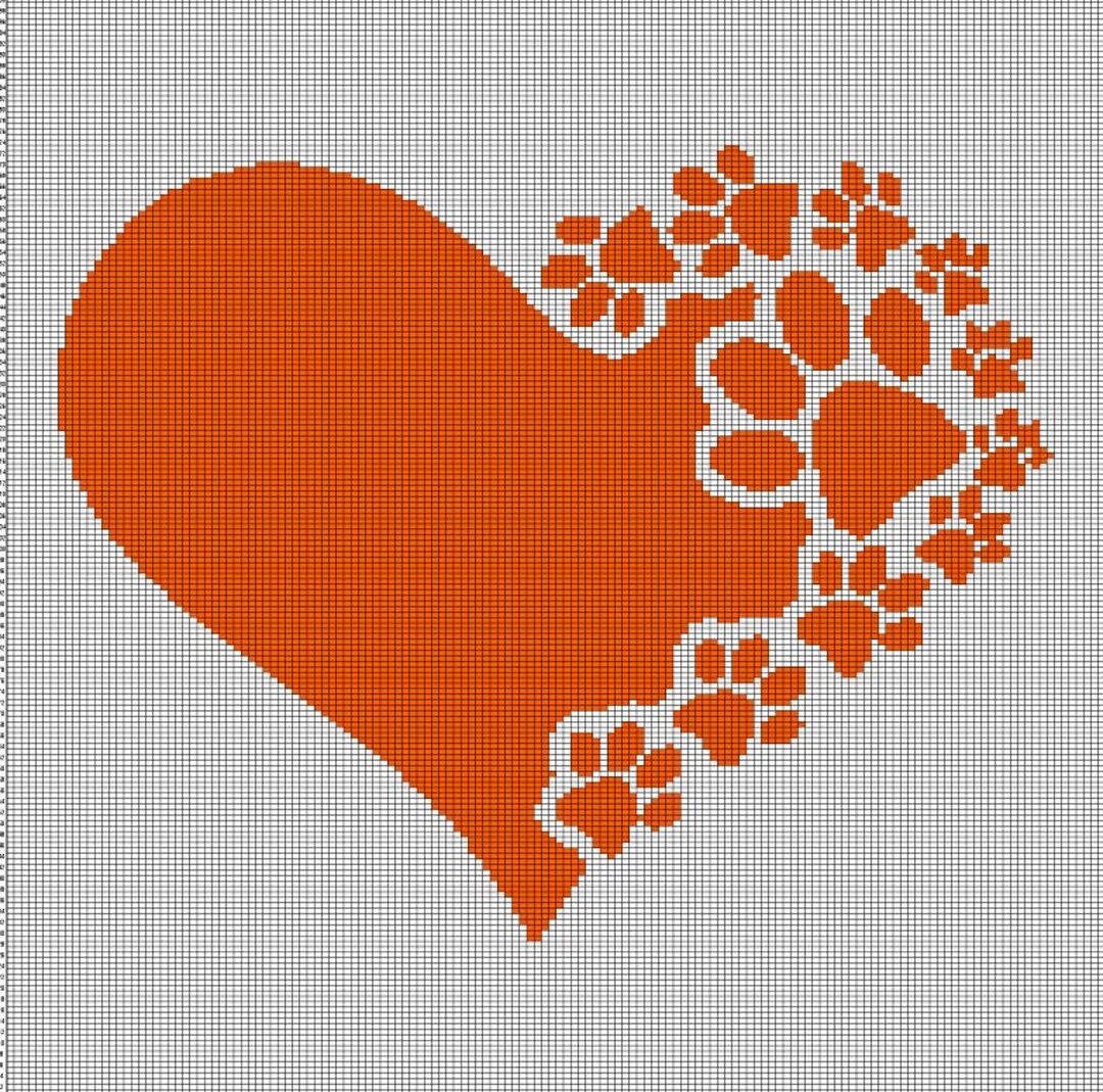 Paw Print Love Crochet Afghan Pattern Graph - Etsy Canada