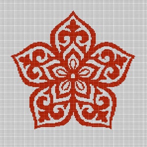 Red Flower Motif Crochet Afghan Pattern Graph - Etsy