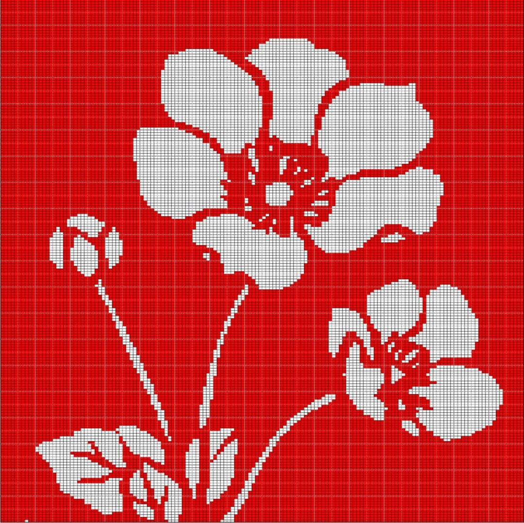 Poppies Crochet Afghan Pattern Graph - Etsy