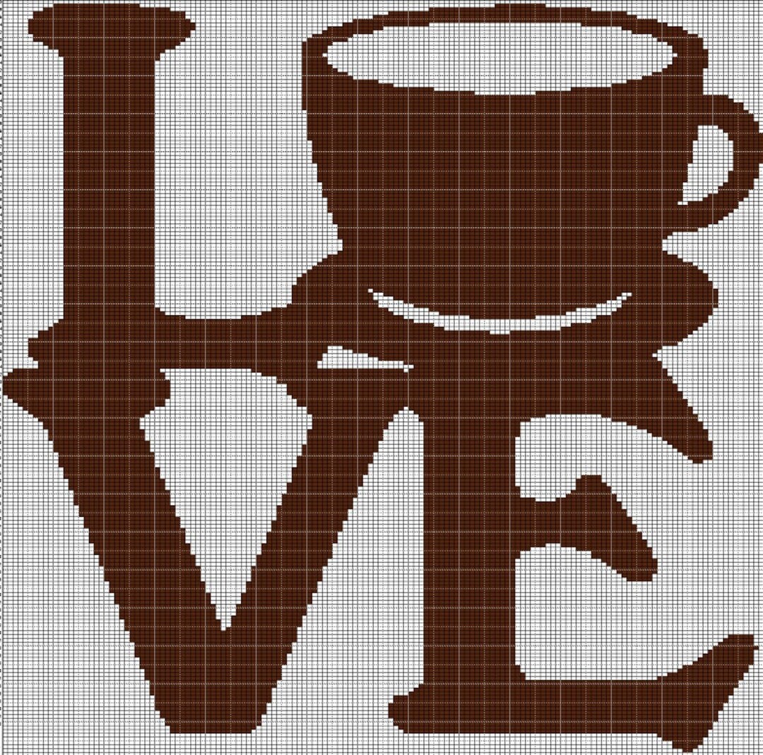 Love Coffee Crochet Afghan Pattern Graph - Etsy