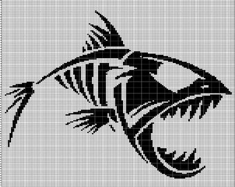 Fish Skeleton 2 Crochet Afghan Pattern Graph - Etsy