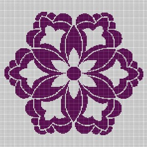 Purple Flower Motif 2 Crochet Afghan Pattern Graph - Etsy