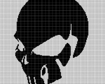 Skull With Rose 2 Crochet Afghan Pattern Graph - Etsy