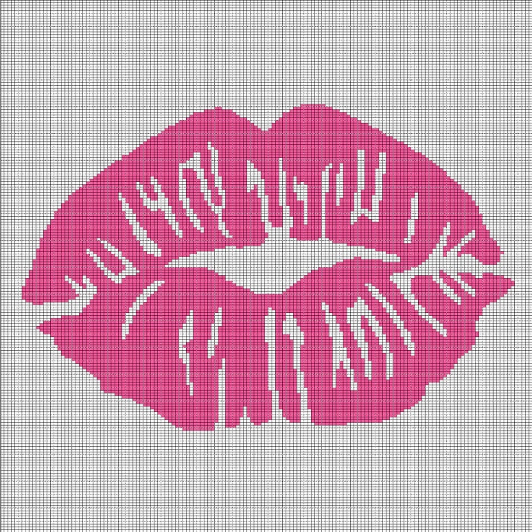 Pink Lips Crochet Afghan Pattern Graph - Etsy