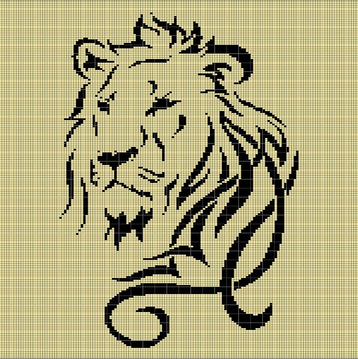 Lion Head 6 Crochet Afghan Pattern Graph | Etsy