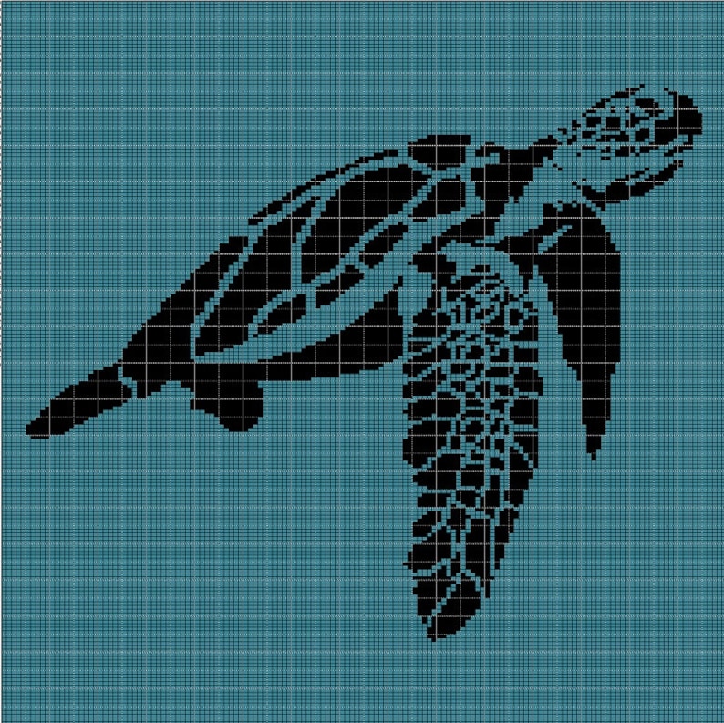 Sea Turtle 2 Crochet Afghan Pattern Graph - Etsy