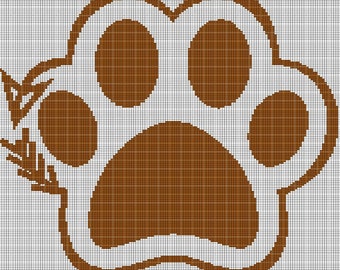 CROCHET Graph With Instructions PATTERN, Paw Print Heart for Afghan, Pdf Instant Download, Love ...