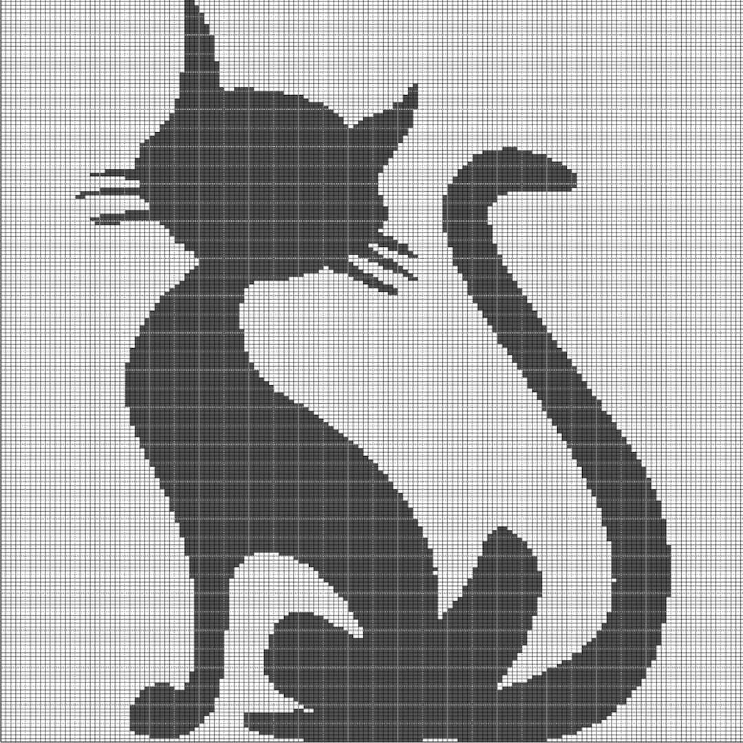 Gray Cat Crochet Afghan Pattern Graph - Etsy