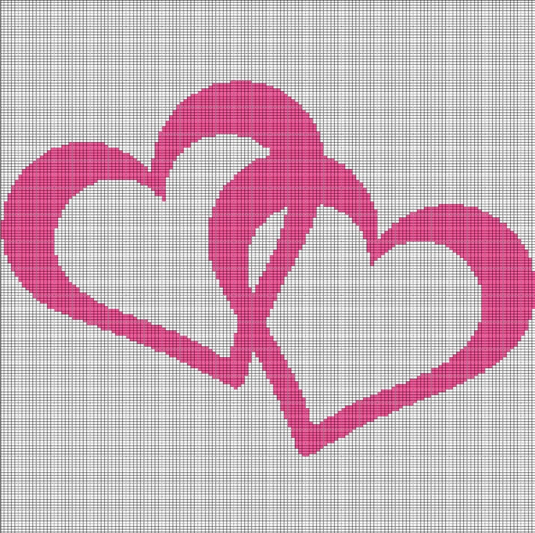2 Hearts Crochet Afghan Pattern Graph - Etsy