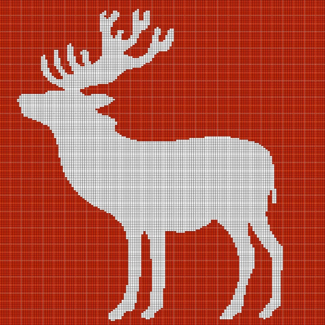 Reindeer in Red Crochet Afghan Pattern Graph - Etsy