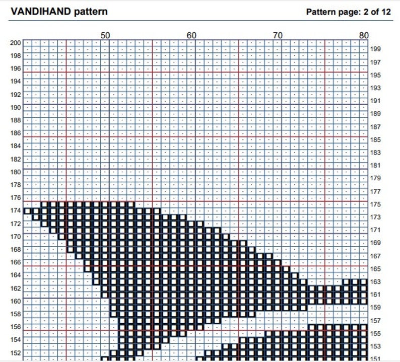 Shark 9 Crochet Afghan Pattern Graph - Etsy