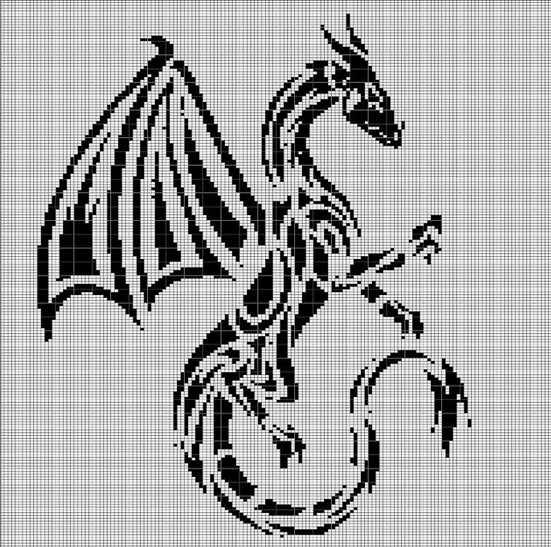 Dragon 2 Crochet Afghan Pattern Graph - Etsy