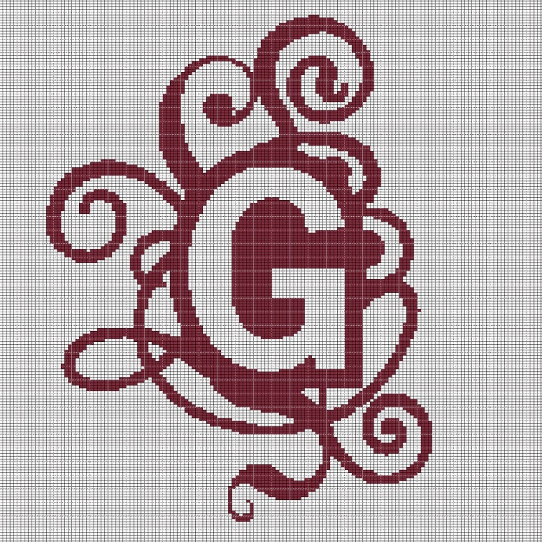 Monogram G Crochet Afghan Pattern Graph - Etsy