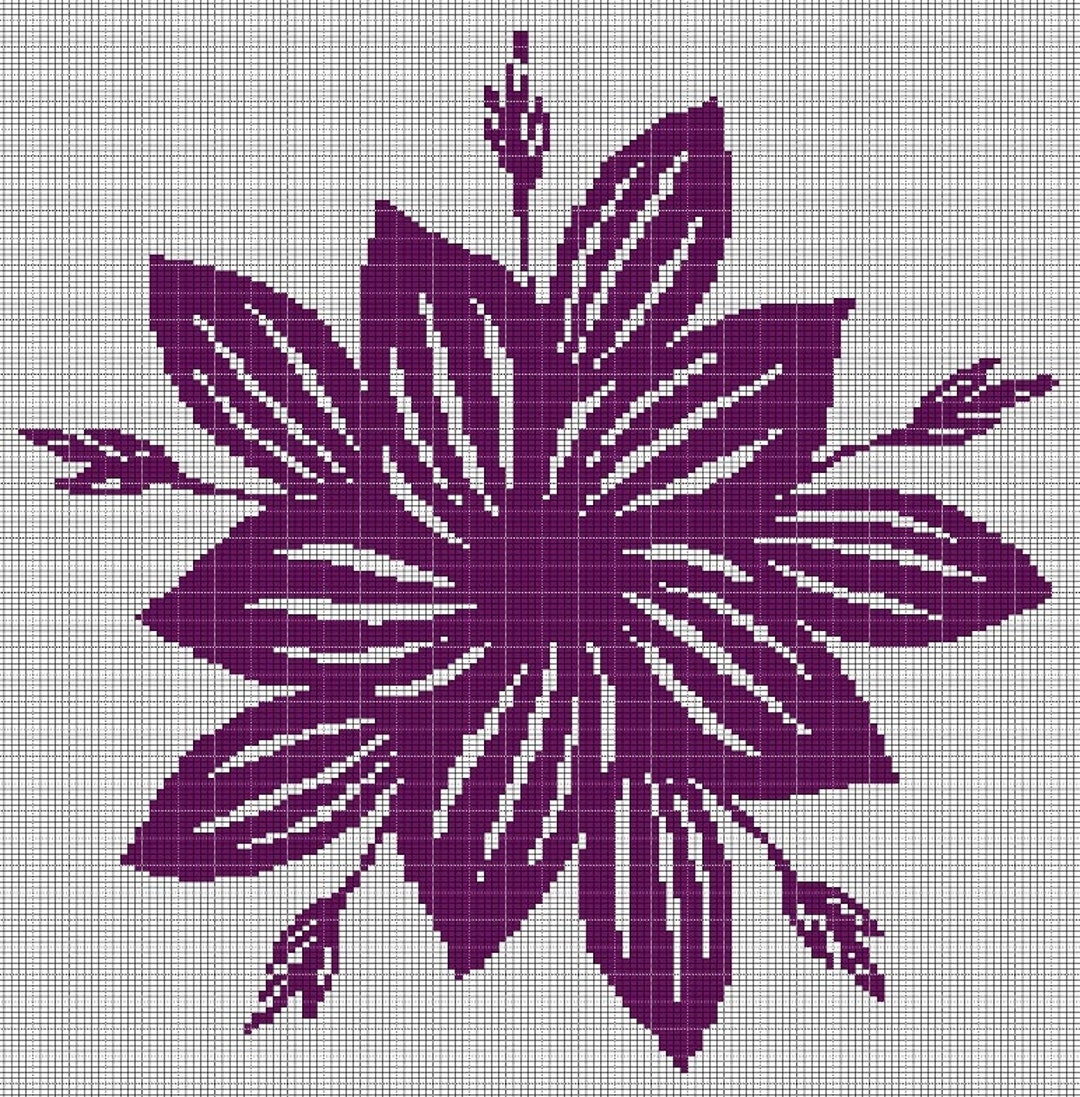 Dark Purple Flower Crochet Afghan Pattern Graph - Etsy