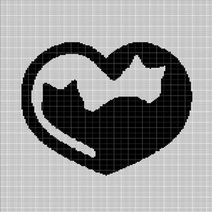 Cats in Heart Crochet Afghan Pattern Graph - Etsy