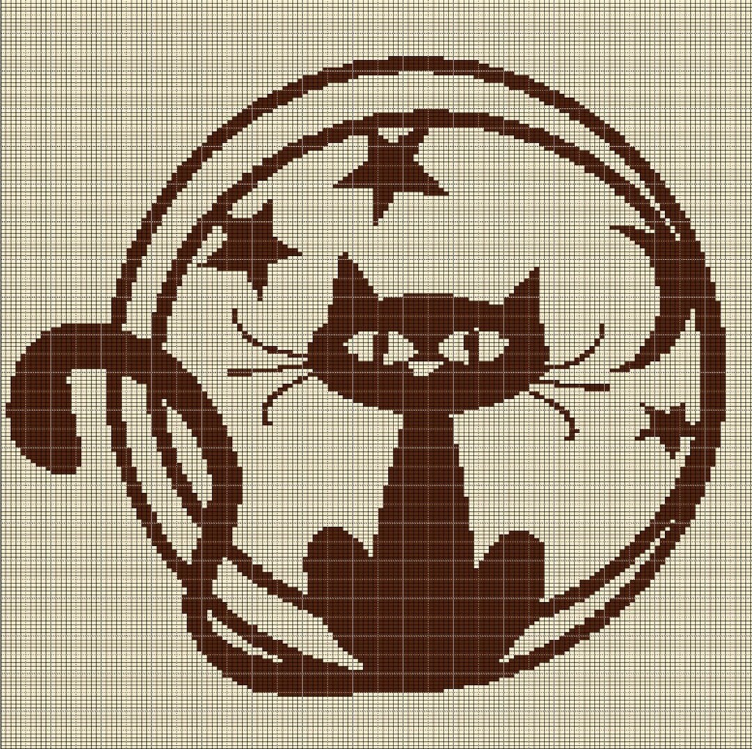Brown Cat Crochet Afghan Pattern Graph - Etsy