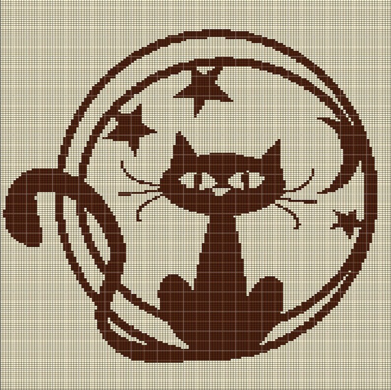 Brown Cat Crochet Afghan Pattern Graph - Etsy
