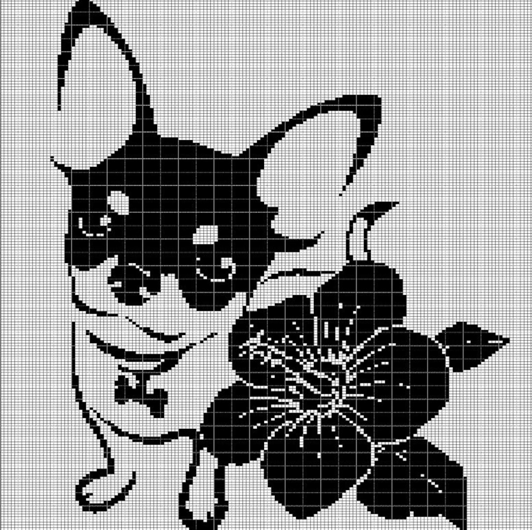 Dog and Flower Crochet Afghan Pattern Graph - Etsy