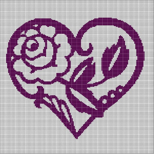 Rose With Heart Graphghan Graph Afghan Pattern - Etsy