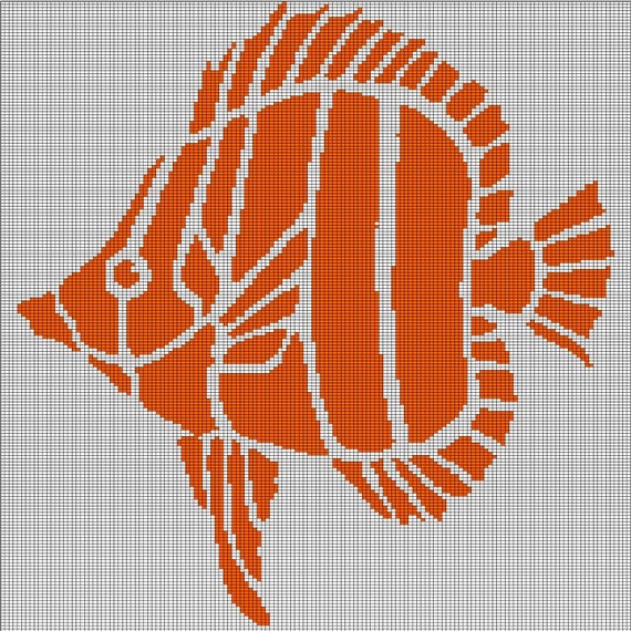 Fish 3 Crochet Afghan Pattern Graph | Etsy
