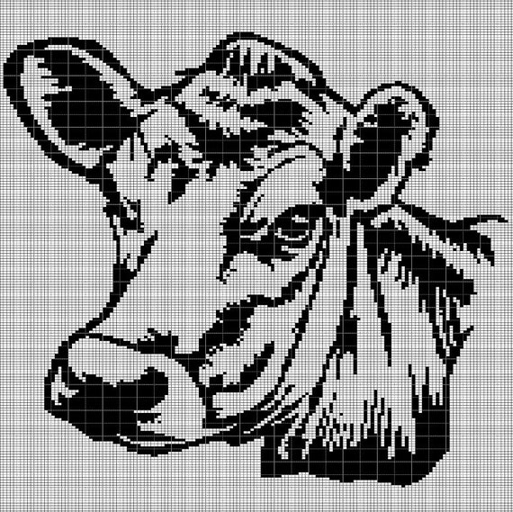 Cow Head Crochet Afghan Pattern Graph | Etsy