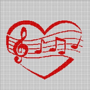 Heart and Music Crochet Afghan Pattern Graph - Etsy