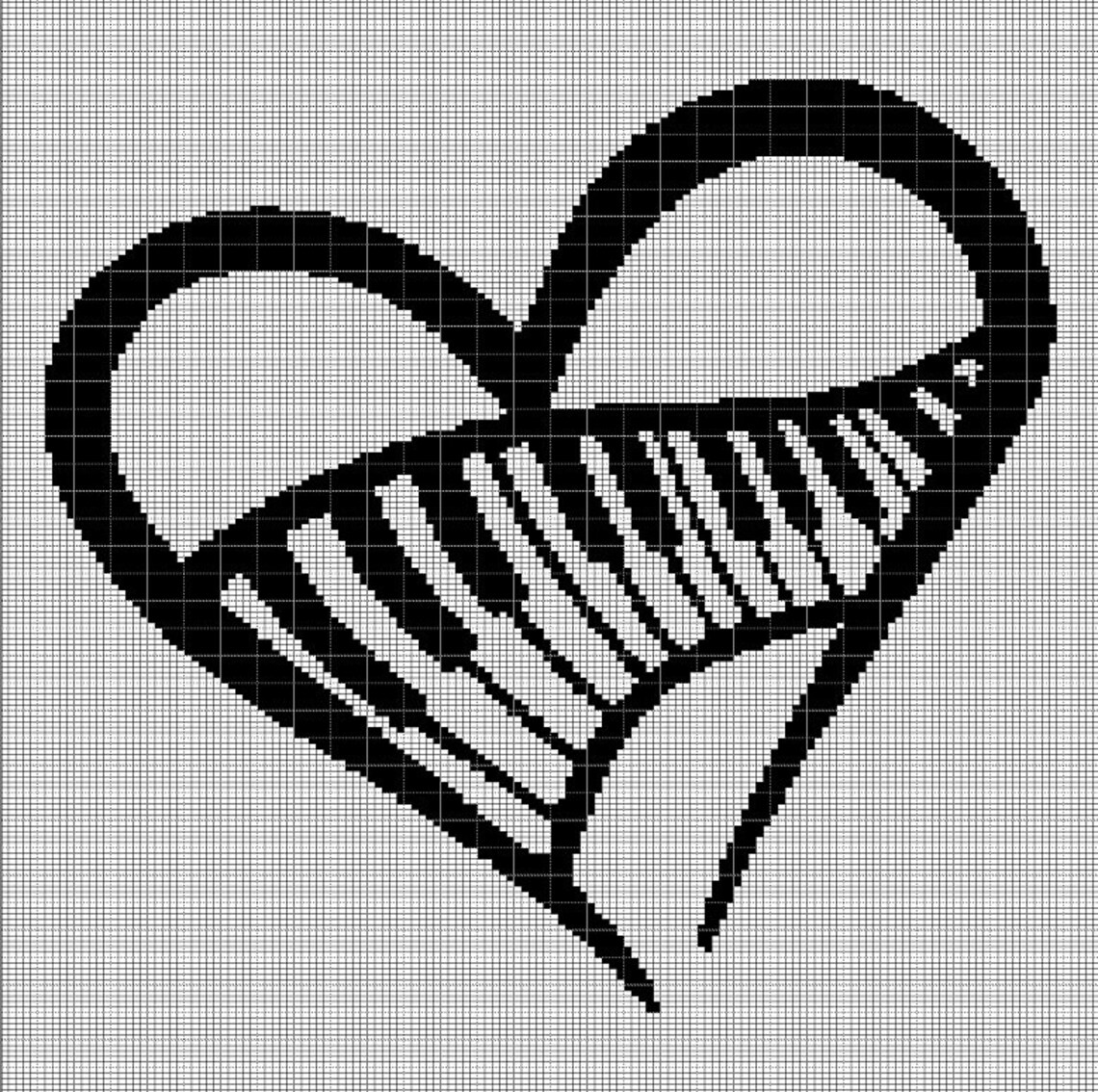 Piano Heart Crochet Afghan Pattern Graph - Etsy
