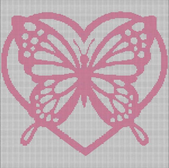 Love Butterfly Crochet Afghan Pattern Graph | Etsy