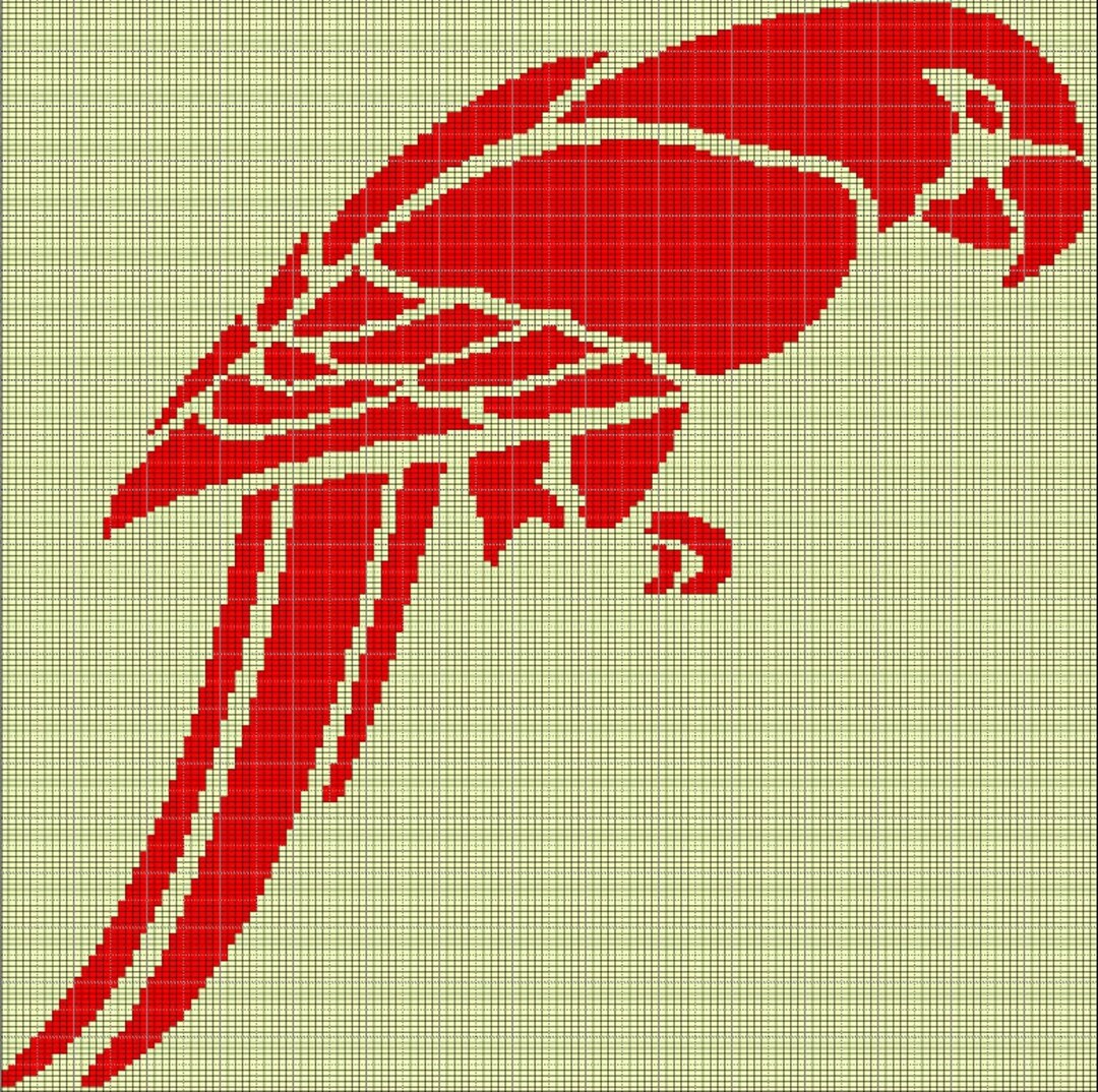 Red Parrot Crochet Afghan Pattern Graph - Etsy