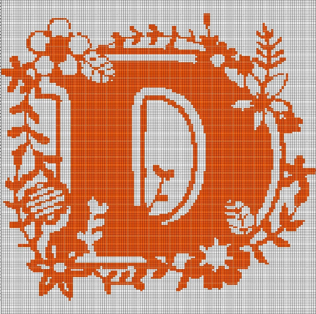 Monogram D Flower Crochet Afghan Pattern Graph - Etsy