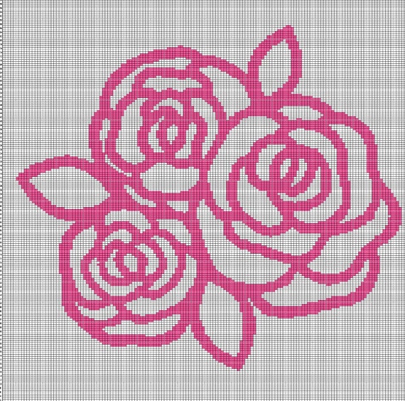 3 Roses Crochet Afghan Pattern Graph - Etsy