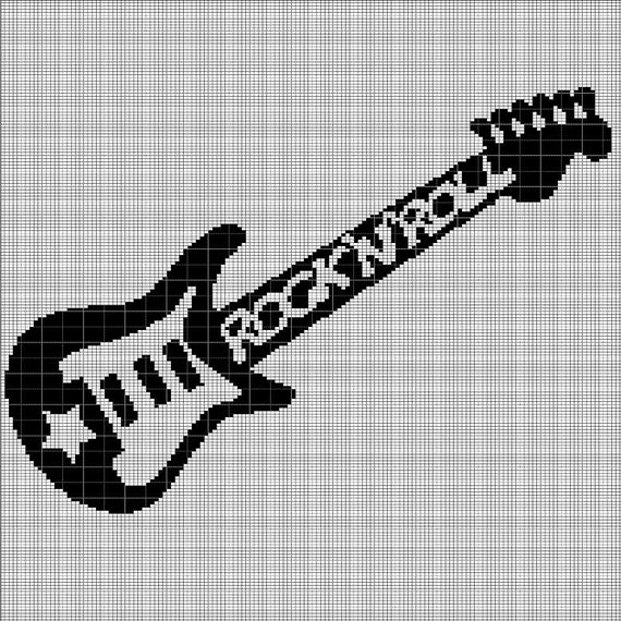Guitar 3 Crochet Afghan Pattern Graph - Etsy