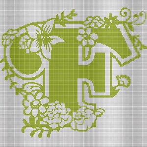 Monogram F Flower Crochet Afghan Pattern Graph - Etsy