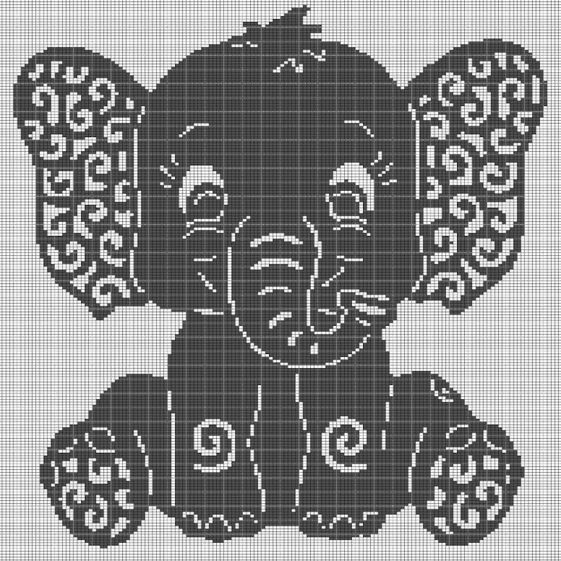 Art Elephant Crochet Afghan Pattern Graph - Etsy