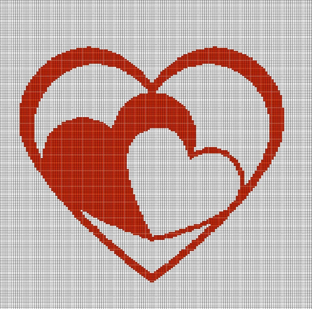 Hearts 8 Crochet Afghan Pattern Graph - Etsy