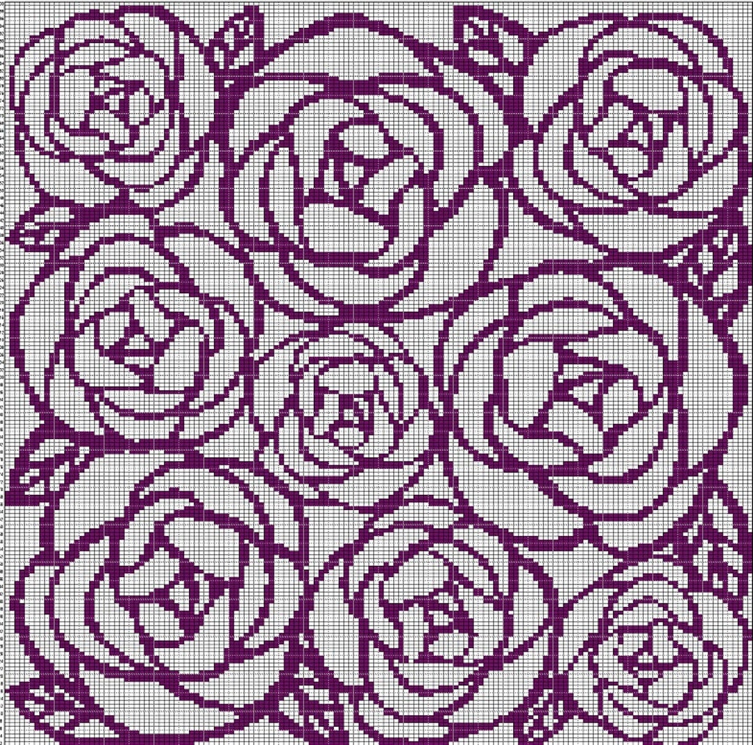 Roses Mosaic Crochet Afghan Pattern Graph - Etsy