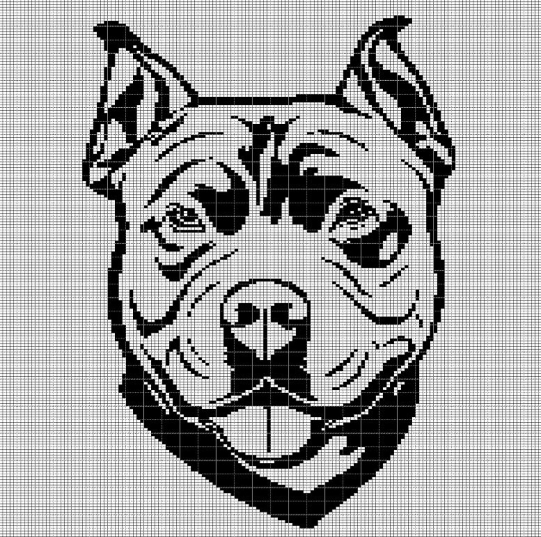 Staffordshire Bull Terrier Head 3 Crochet Afghan Pattern Graph - Etsy