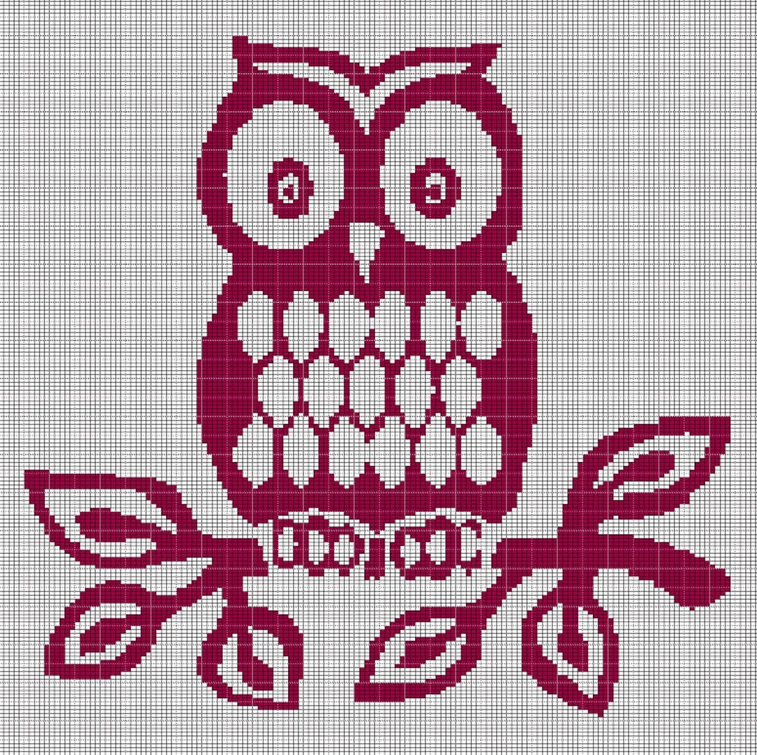 Deep Red Owl Crochet Afghan Pattern Graph - Etsy
