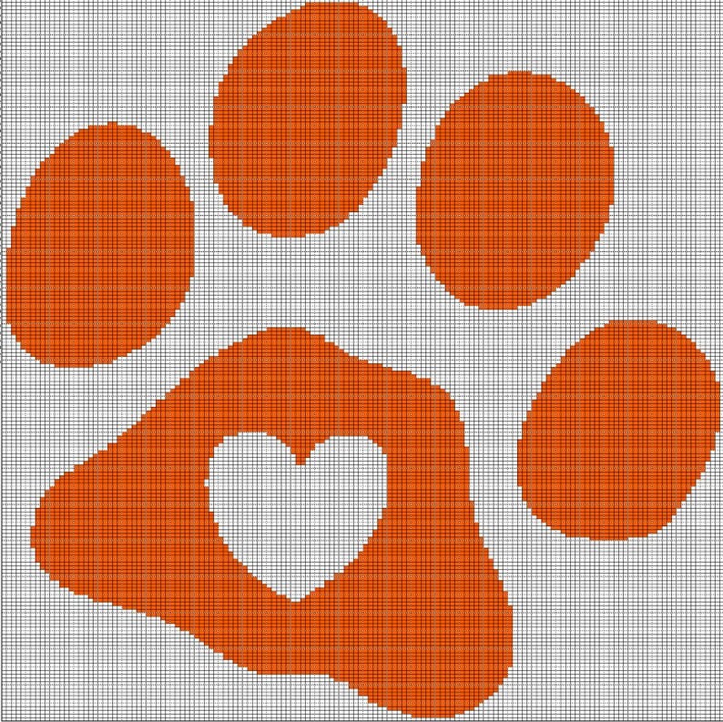 Love Paw Print Crochet Afghan Pattern Graph - Etsy