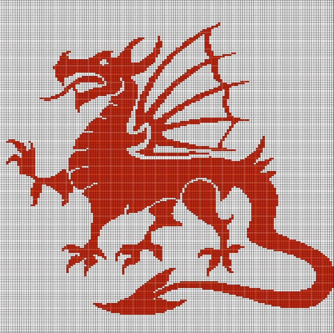 Dark Red Dragon Crochet Afghan Pattern Graph - Etsy