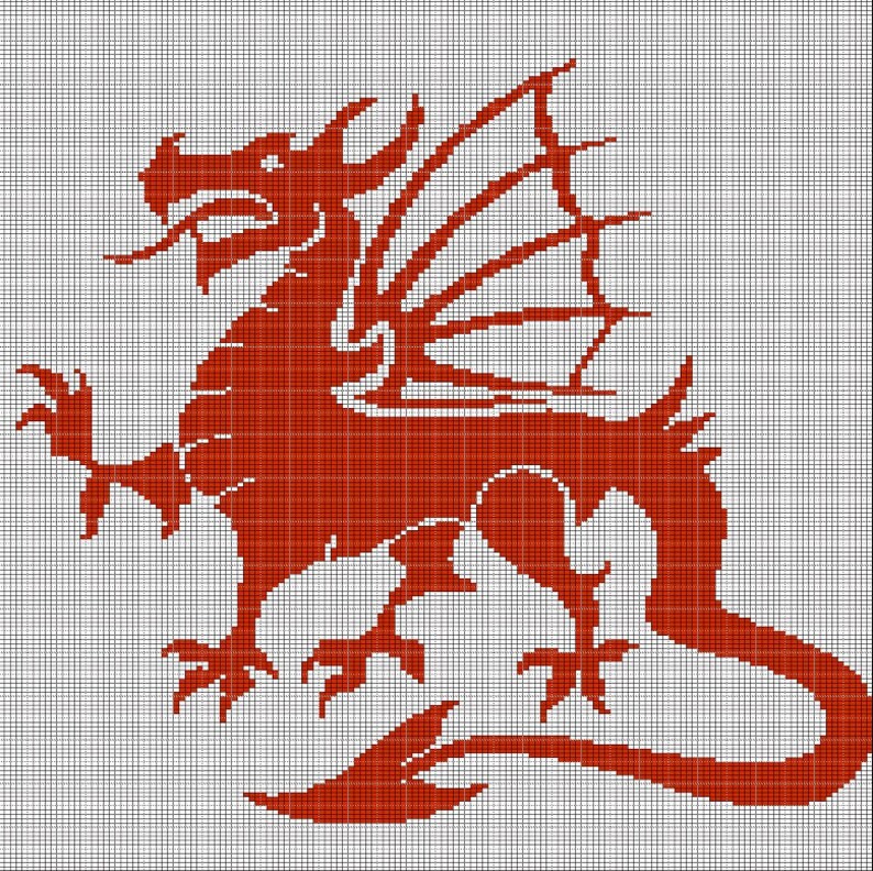 Dark Red Dragon Crochet Afghan Pattern Graph - Etsy