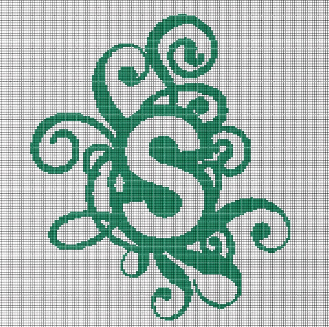 Monogram S Crochet Afghan Pattern Graph - Etsy