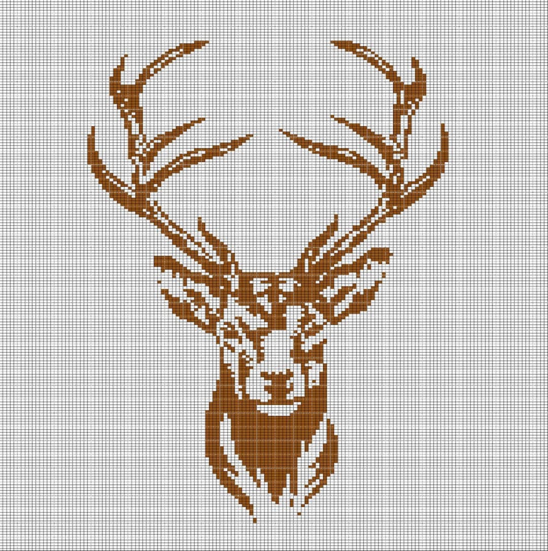 Deer Head 16 Crochet Afghan Pattern Graph - Etsy