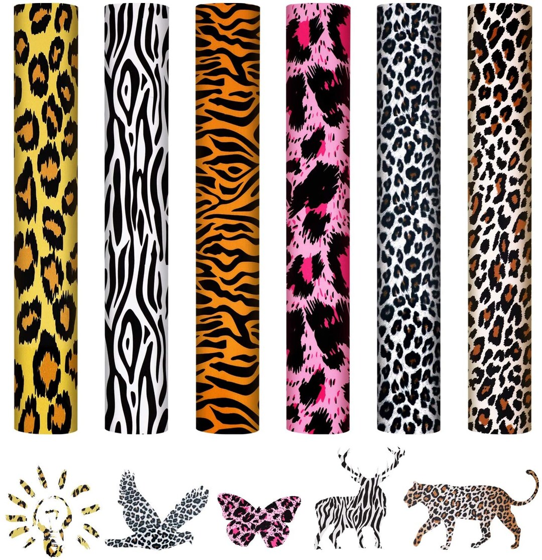 A4 Vinyl Sheets Leopard Print HTV Iron on Heat Press Fabric Vinyl Sheet ...