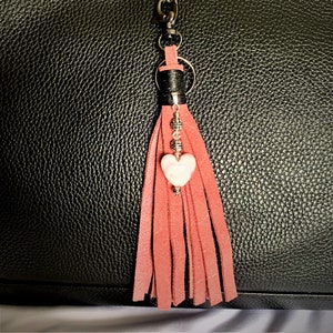 Leather Fringe Key Chain, Leather Purse Accessory, Leather Zipper Pull ...