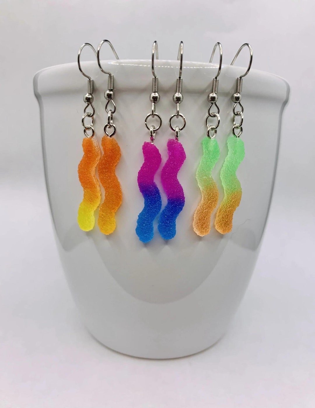 Gummy Worm Earrings. Resin Gummy Worm Earrings, Novelty Gummy Earrings ...