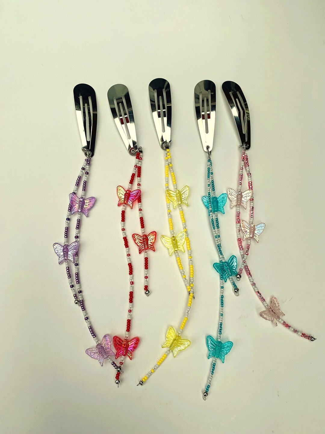 Butterfly Barrettes, 5 Colors, Beaded Hair Clips - Etsy