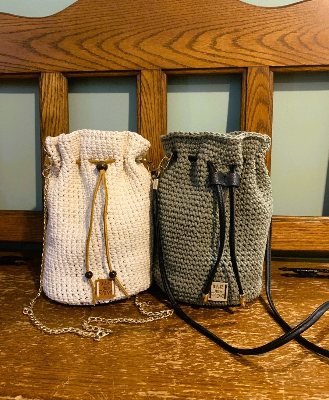 Vintage-inspired Handmade Bucket Bag Boho Chic Fashion Purse 2 Colors ...